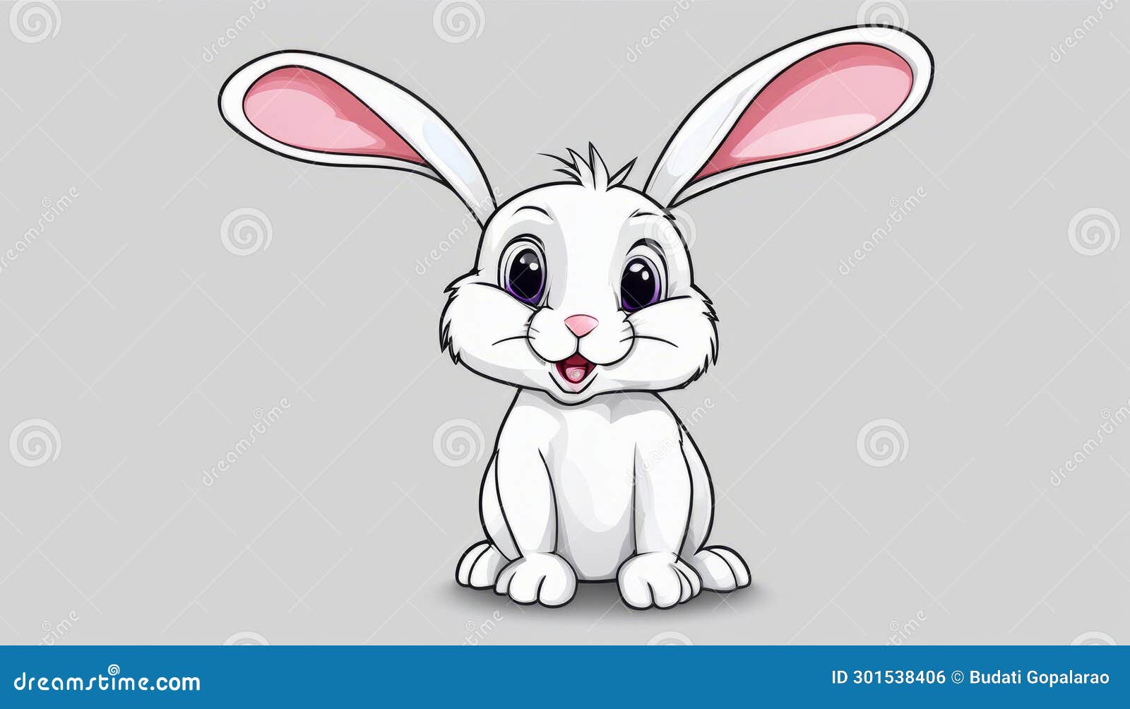 A White Bunny with Pink Ears and Pink Nose Stock Illustration ...