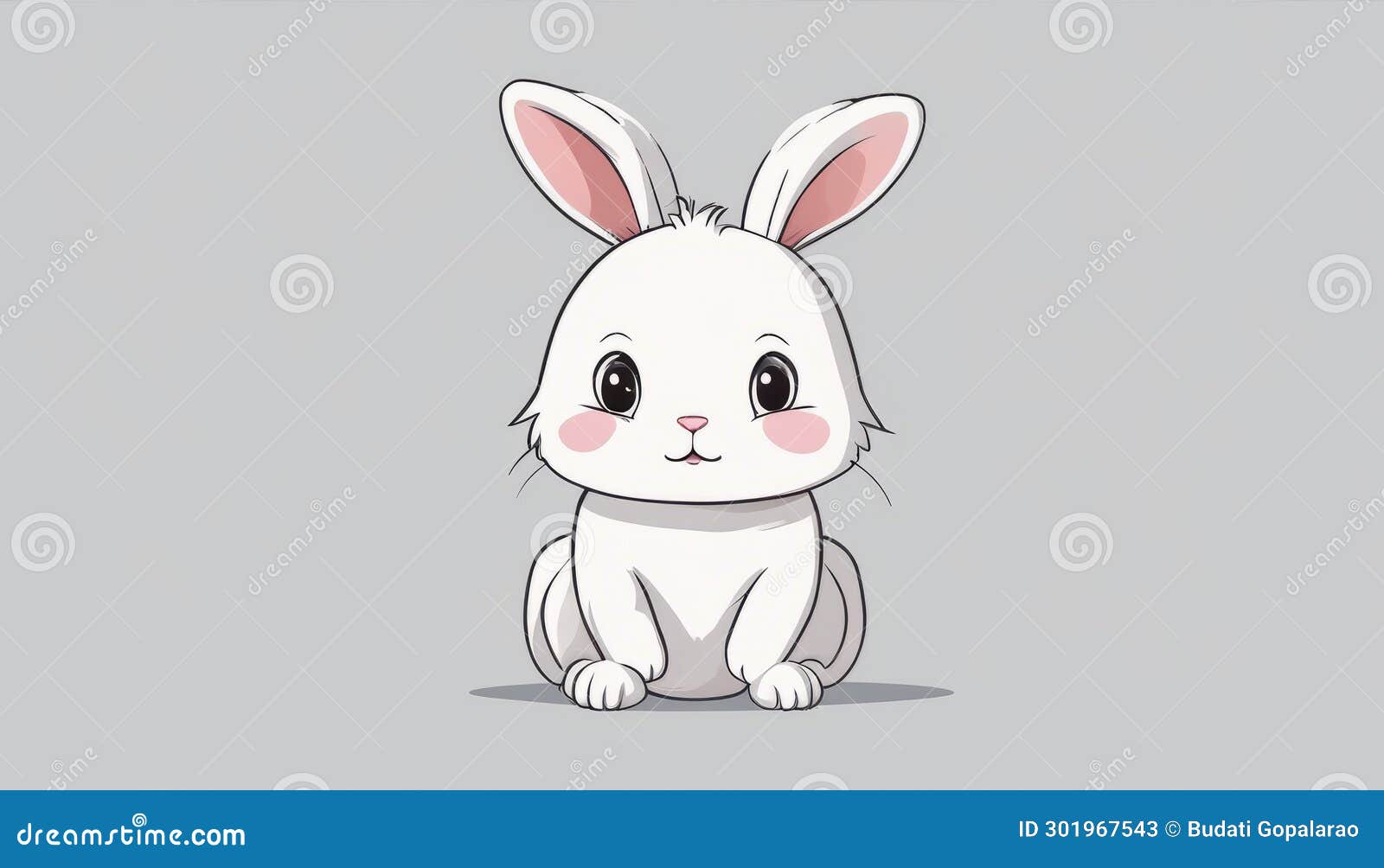 A White Bunny with Pink Ears and Nose Stock Illustration - Illustration ...