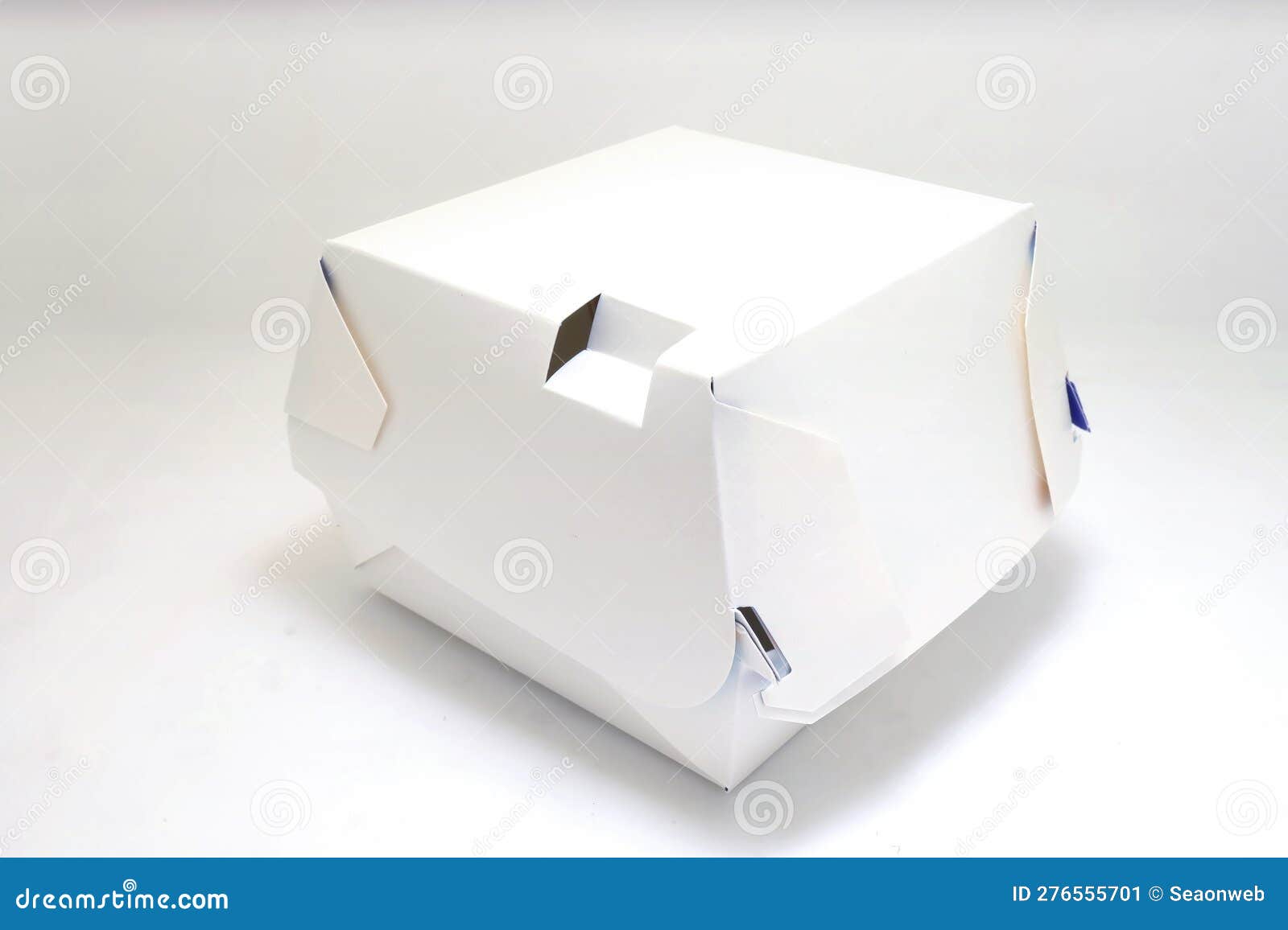 White Burger Carton Box Mock Up on White Background Stock Image - Image ...
