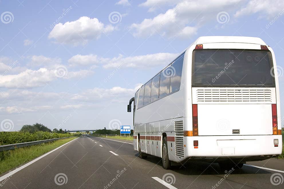 White bus stock photo. Image of hood, fast, tail, motorway - 5872614