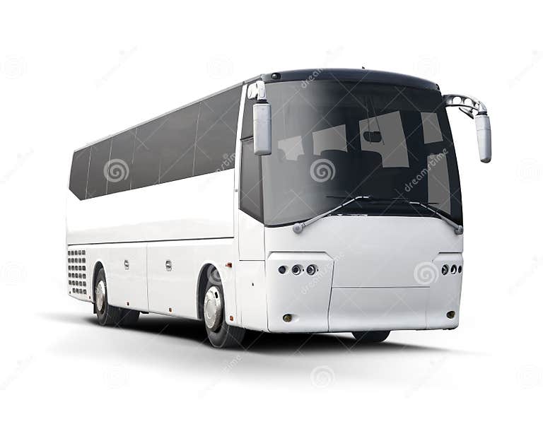 White Bus Isolated on White Stock Photo - Image of back, transportation ...