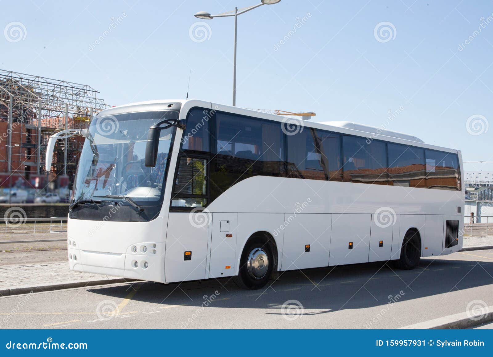 White Bus Modern Park in City Stock Image - Image of passenger, modern ...