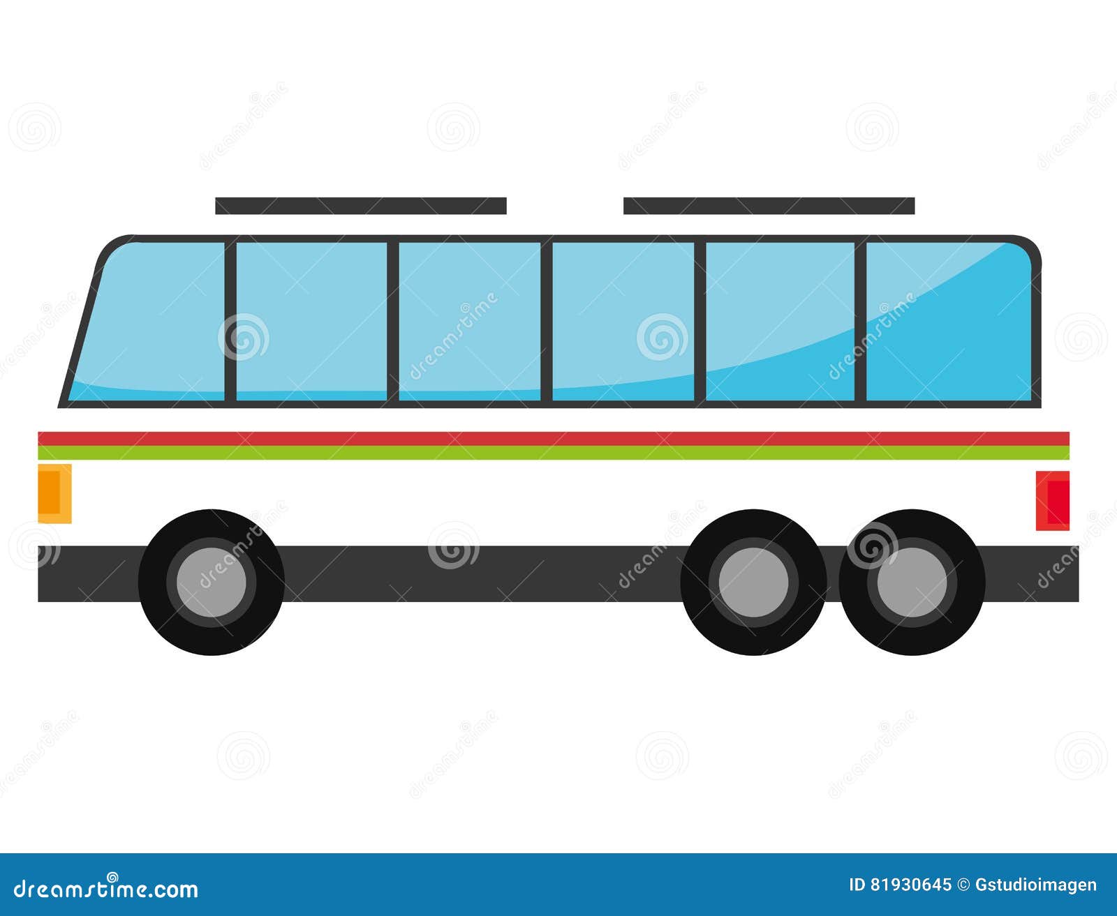 White Bus with Red and Green Stripes. Stock Vector - Illustration of ...