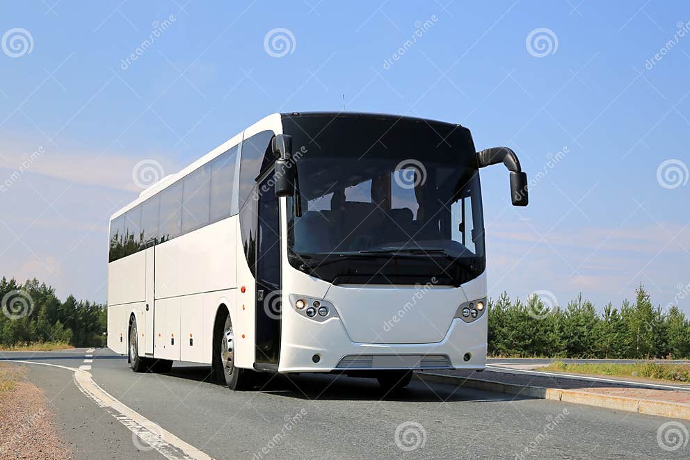 White Bus on the Road stock photo. Image of blank, ride - 47270408