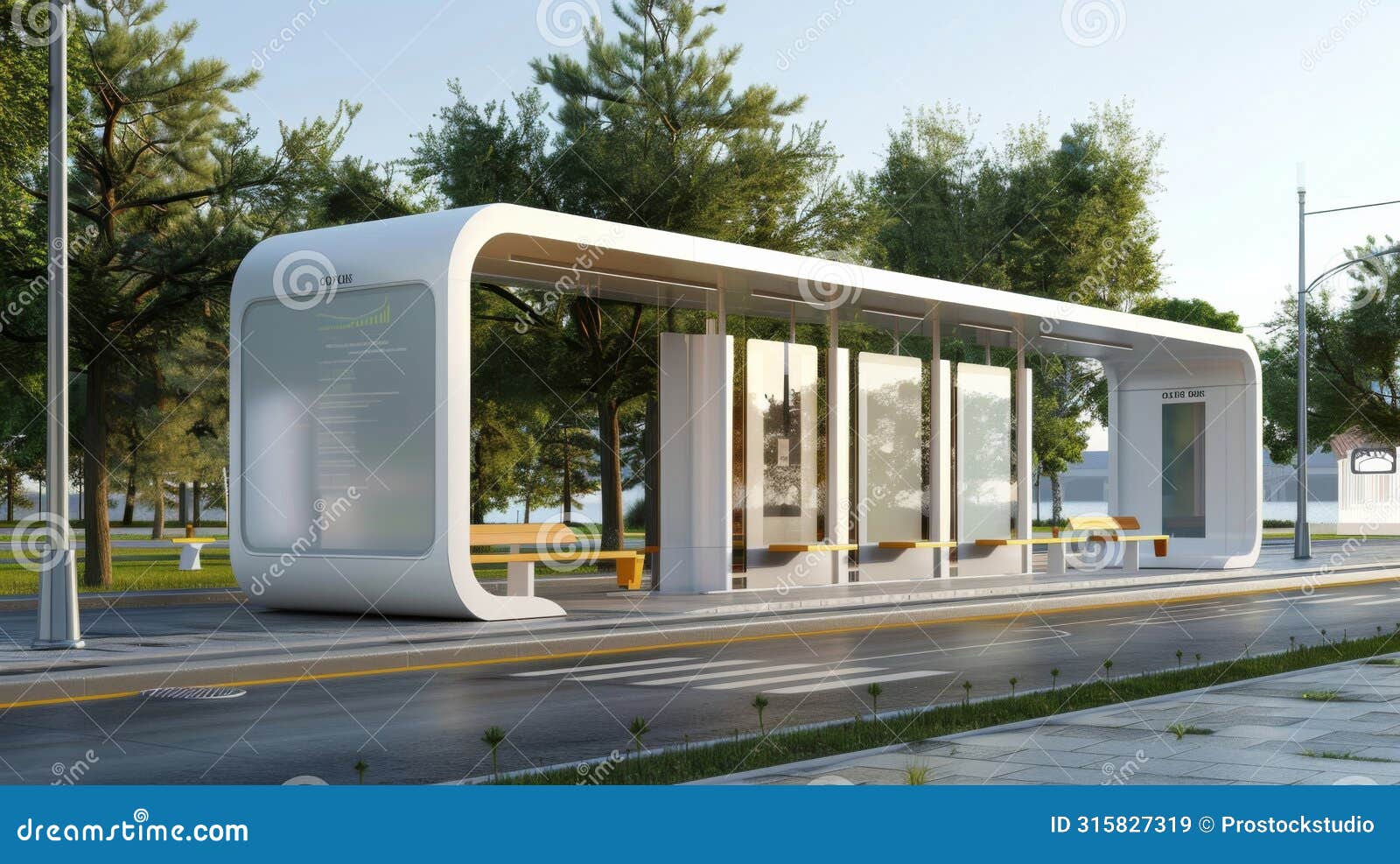 White Bus Stop on Roadside stock image. Image of sitting - 315827319
