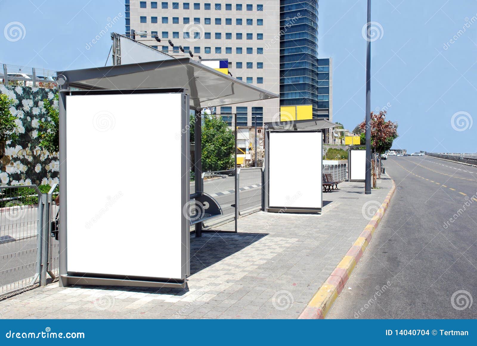 White Bus stop Sign stock photo. Image of banner, urban - 14040704