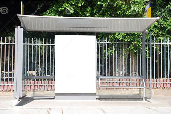 White Bus stop Sign stock photo. Image of display, background - 14064242