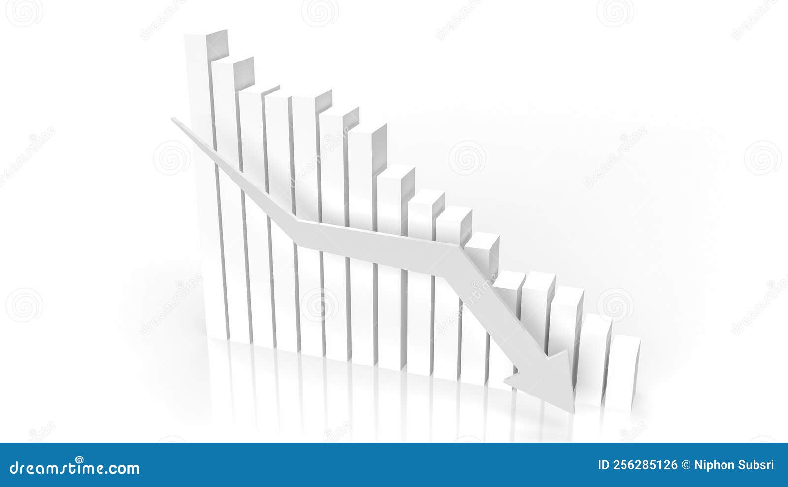The White Business Chart Arrow Down 3d Rendering Stock Illustration ...