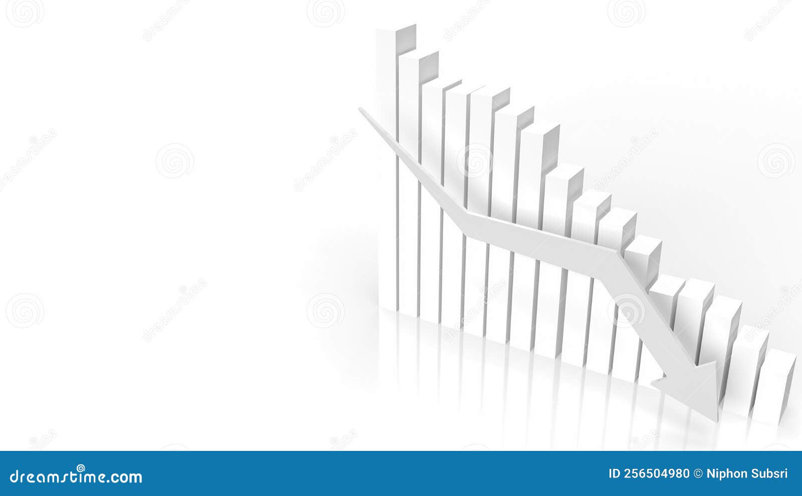 The White Business Chart Arrow Down 3d Rendering Stock Illustration ...
