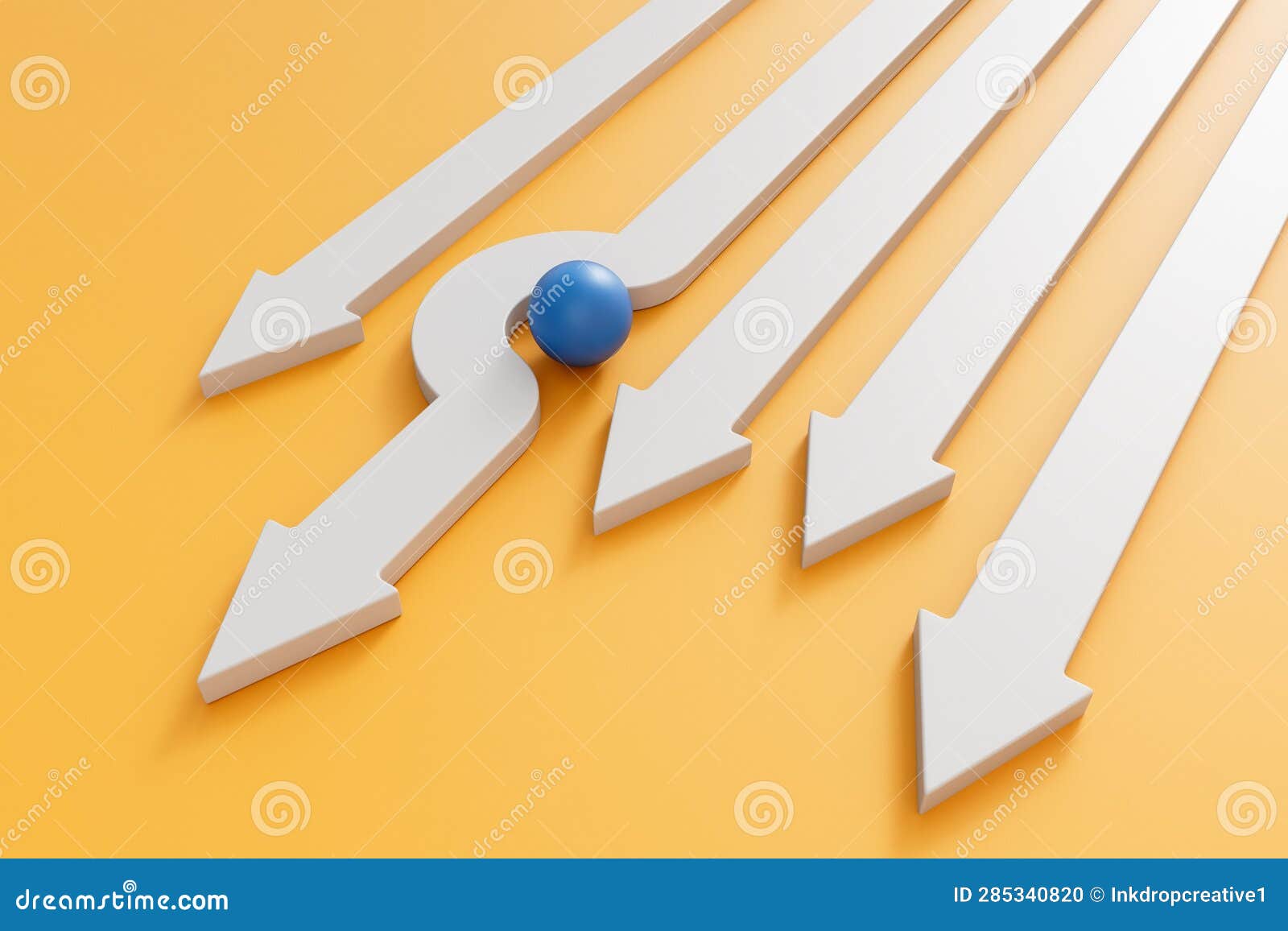 A White Business Direction Arrow Moves Around an Obstacle that is in ...