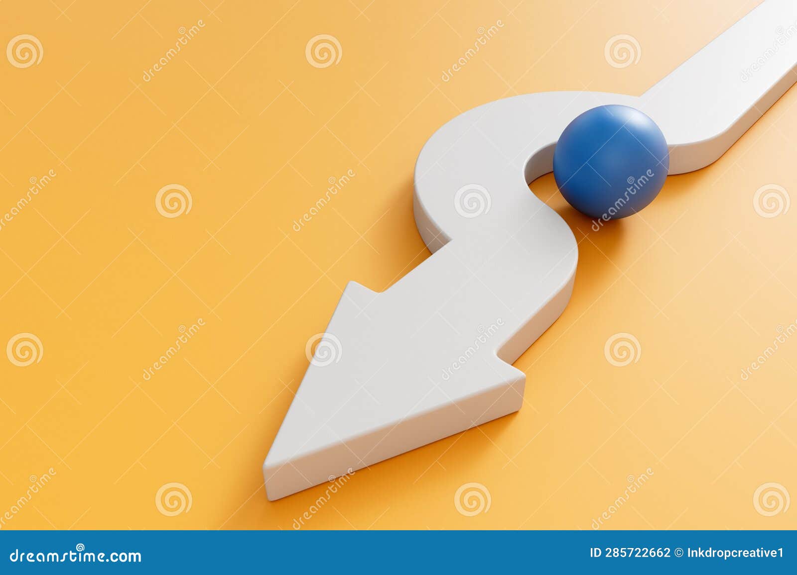 A White Business Direction Arrow Moves Around an Obstacle that is in ...