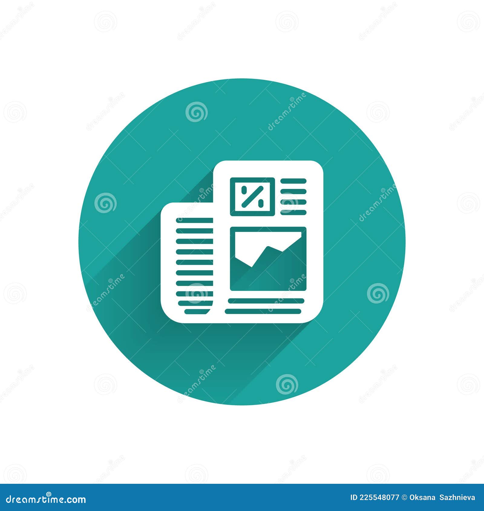 White Business Finance Report Icon Isolated with Long Shadow. Audit and ...