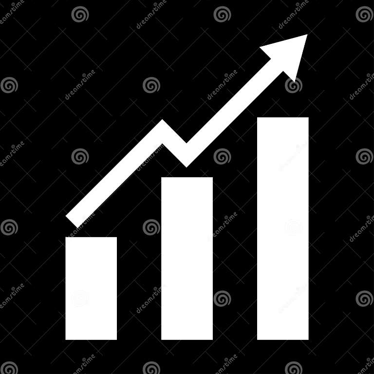 Fun White Business Graph and Chart on Black Background Stock ...