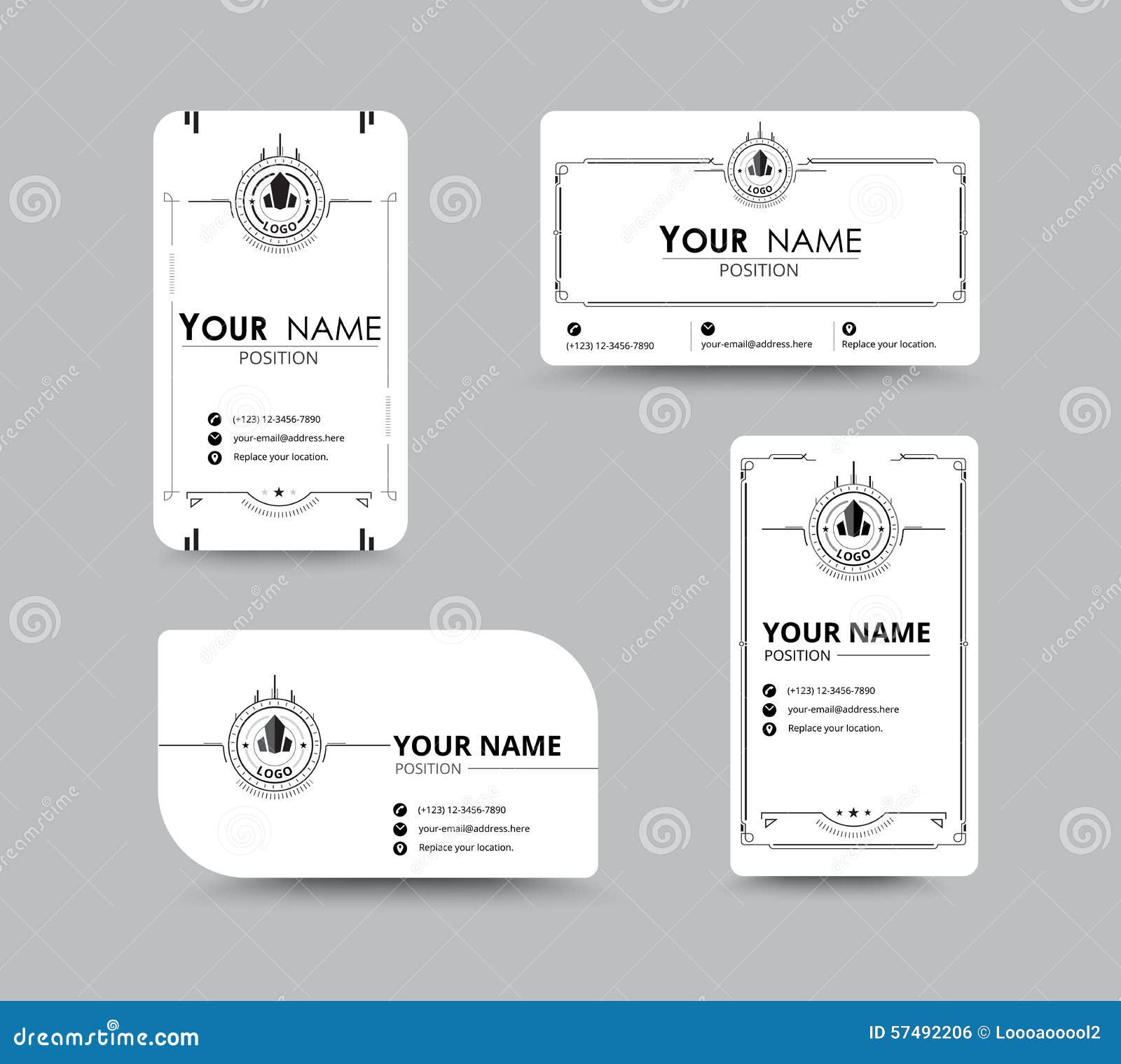 White Business Name Card. Design with Simple Concept Stock Vector ...