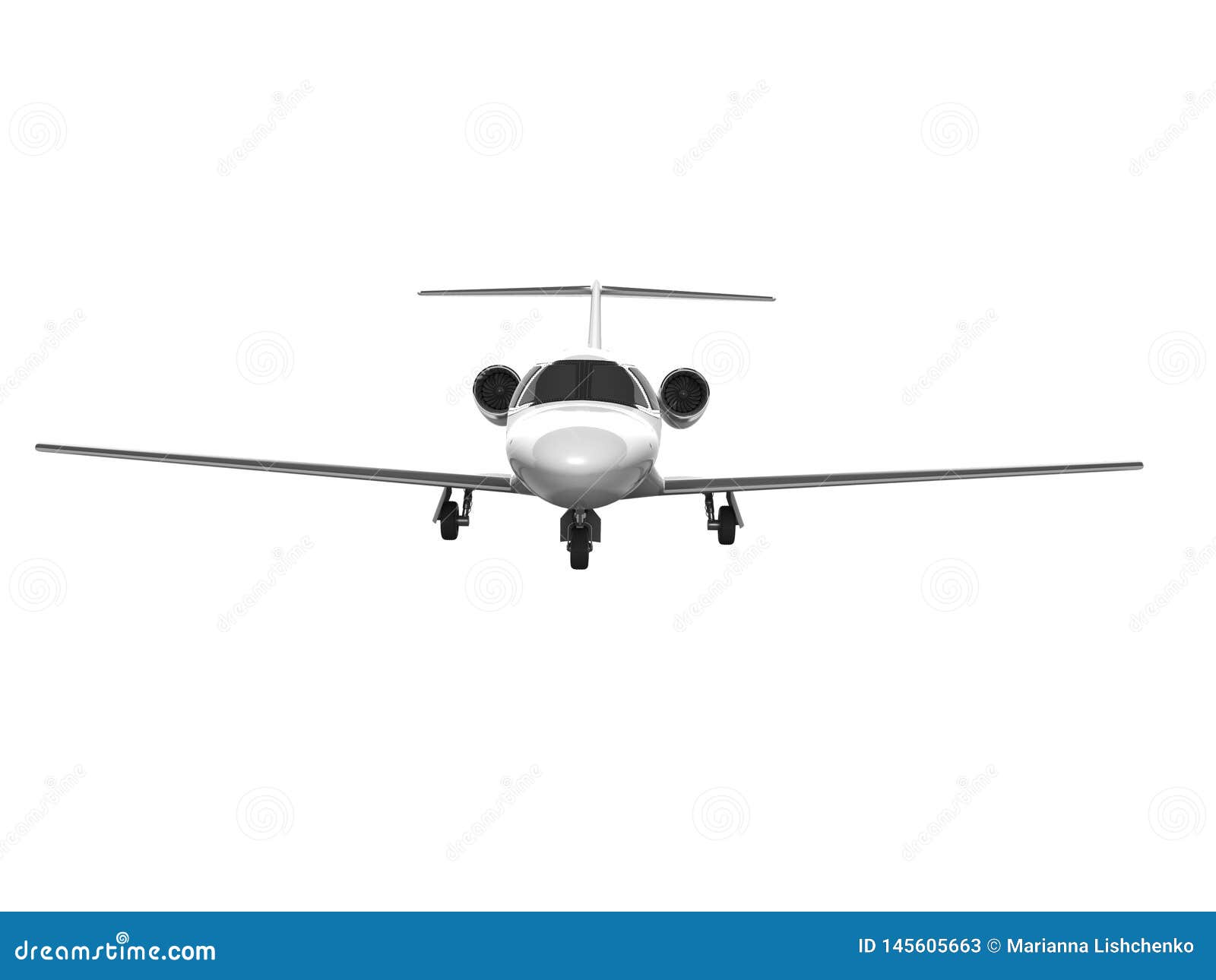 White Business Plane Front View 3d Render on White Background No Shadow ...