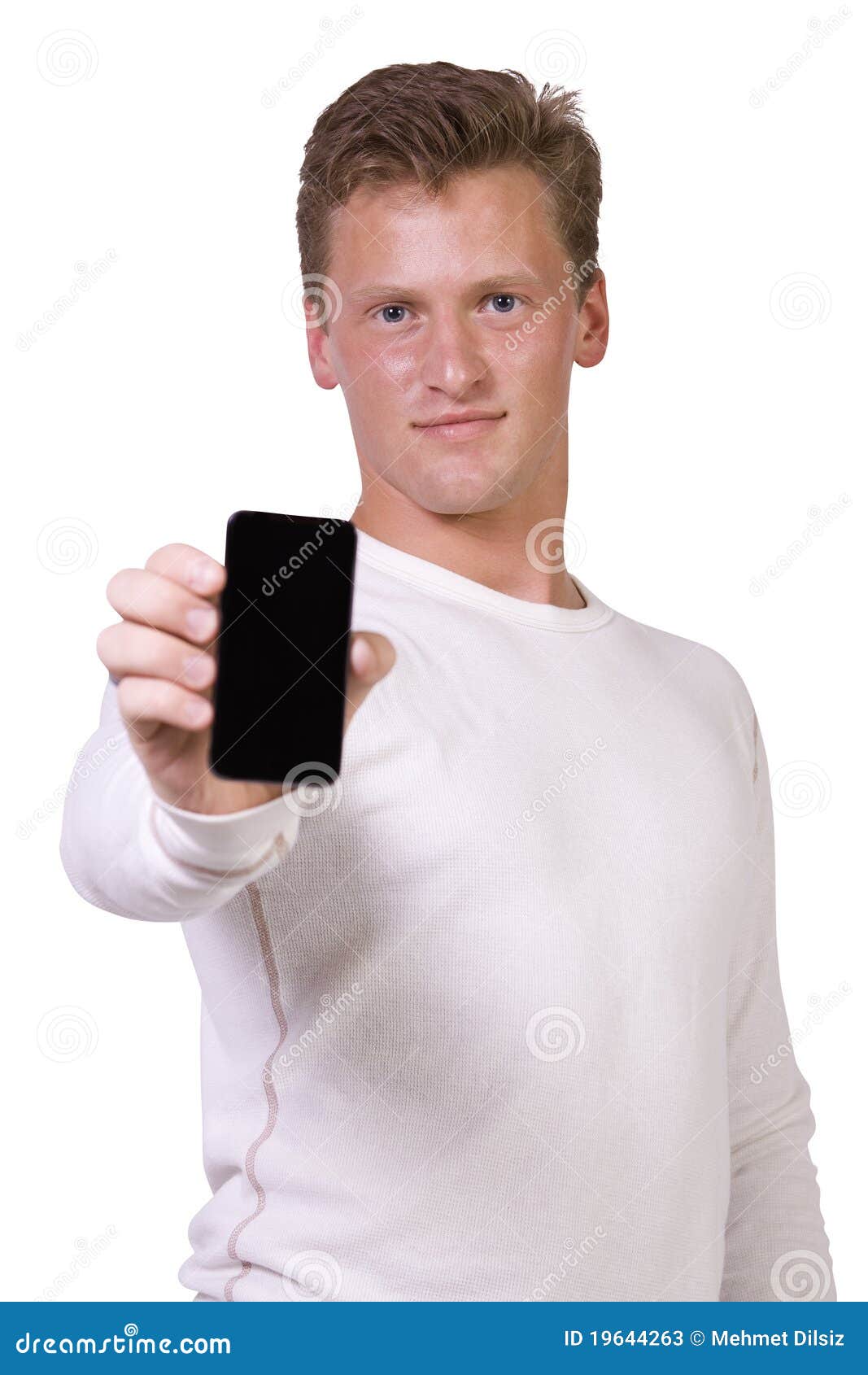 White Businessman Holding a Cell Phone Stock Image - Image of isolate ...