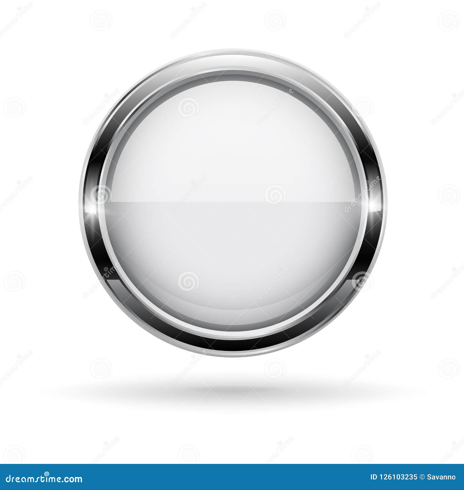 White Button with Chrome Frame. Round Glass Shiny 3d Icon Stock Vector ... White Button with Chrome Frame. Round Glass Shiny 3d Icon Stock Vector ...