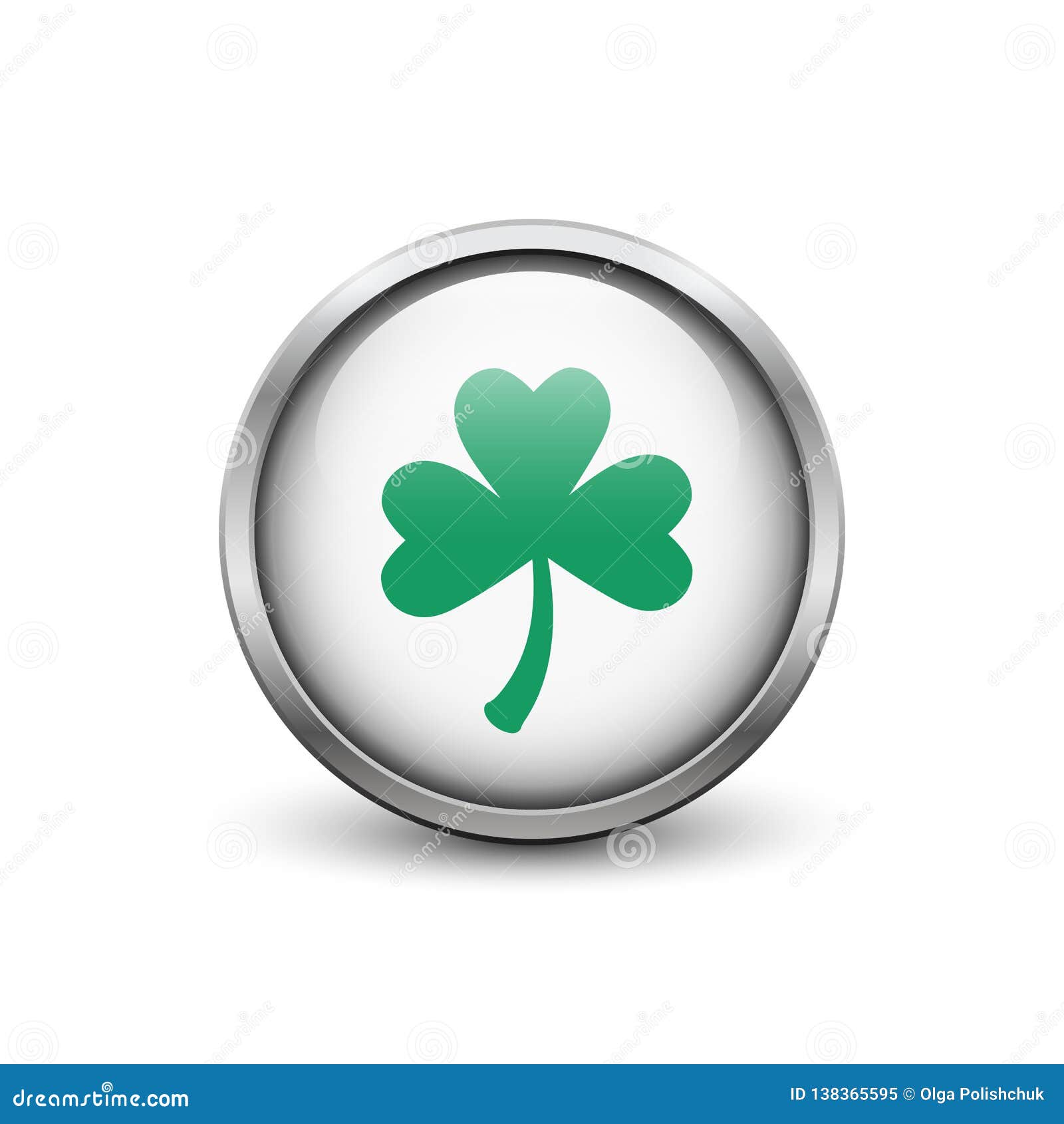 White Button with Green Three Leaf Clover Stock Illustration ...