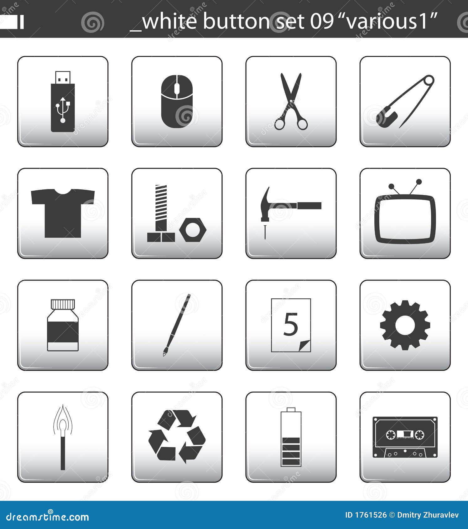 White button set 09 stock vector. Illustration of gavel - 1761526