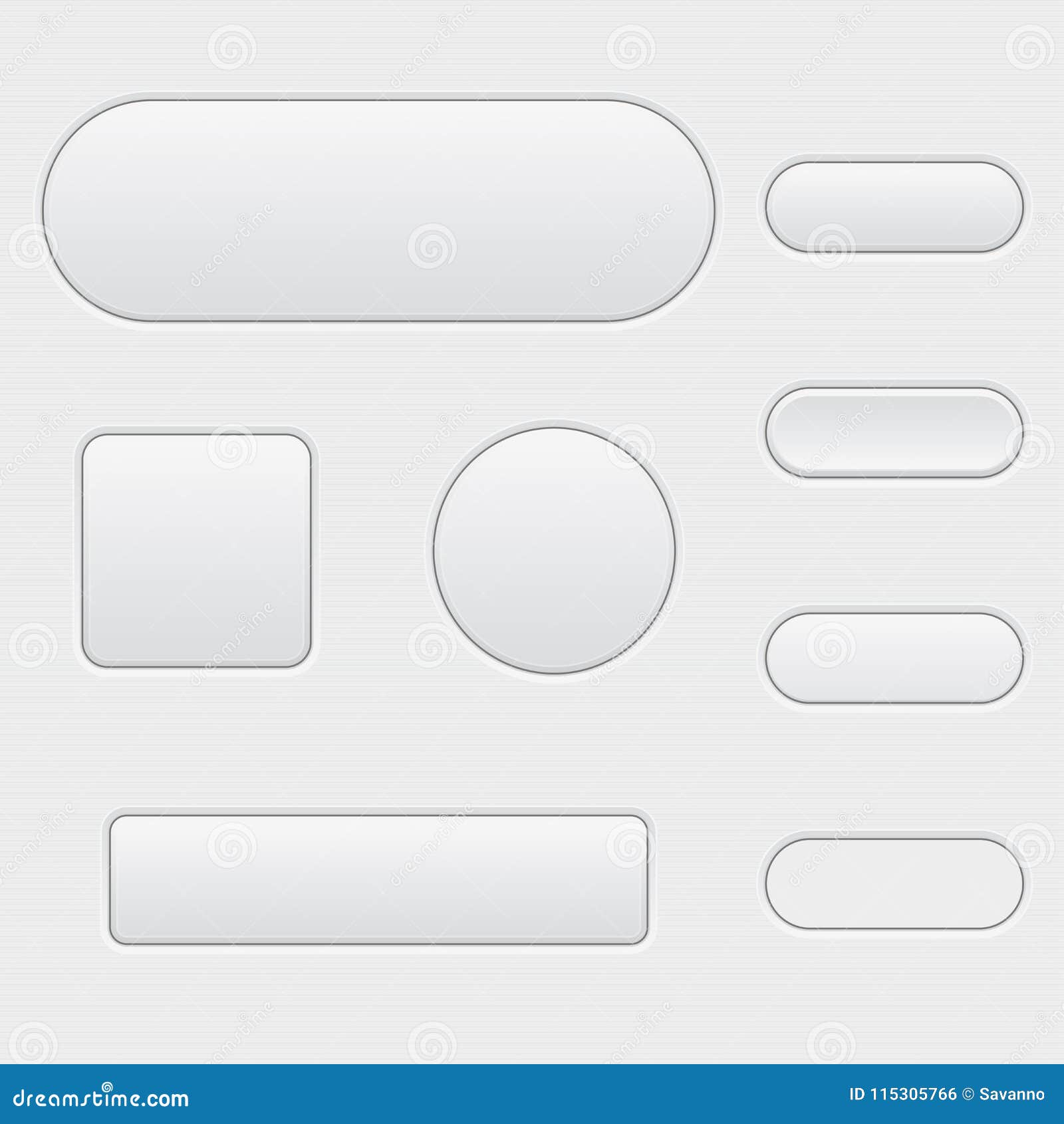 White Buttons. Blank Set of Matted Interface Icons Stock Vector ...