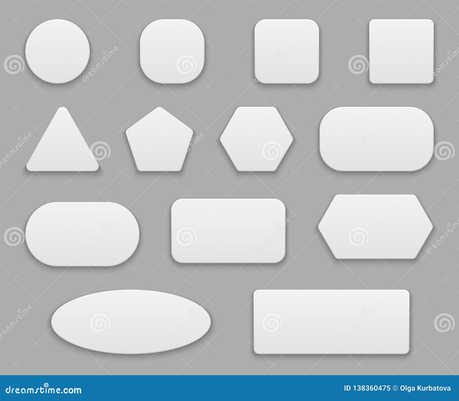 White Buttons. Blank Tags, White Clear Badge. Round Square Circle ...