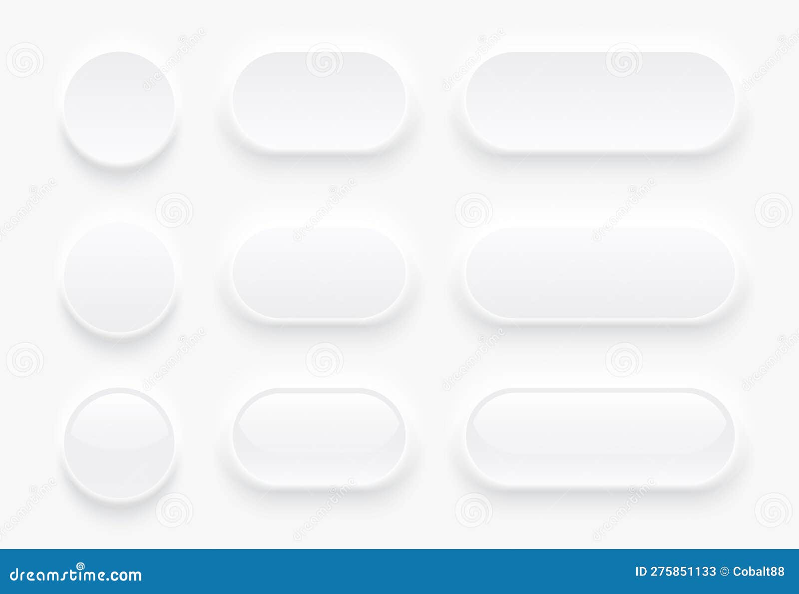 White Buttons for User Interface, Simple Circle 3D Modern Design Stock ... White Buttons for User Interface, Simple Circle 3D Modern Design Stock ...