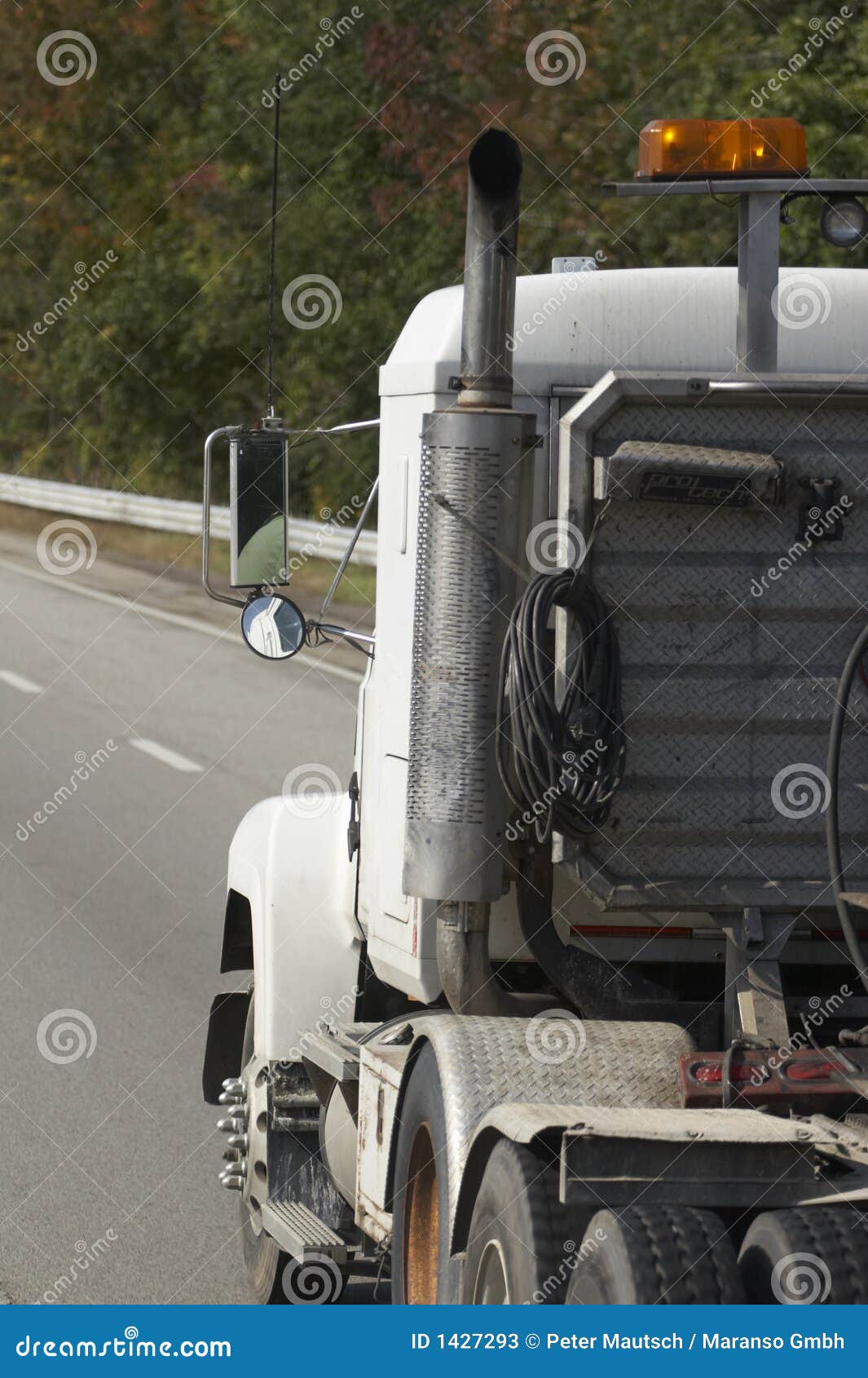 White Cab of a Truck from Behind Stock Image - Image of highway, chrome ...