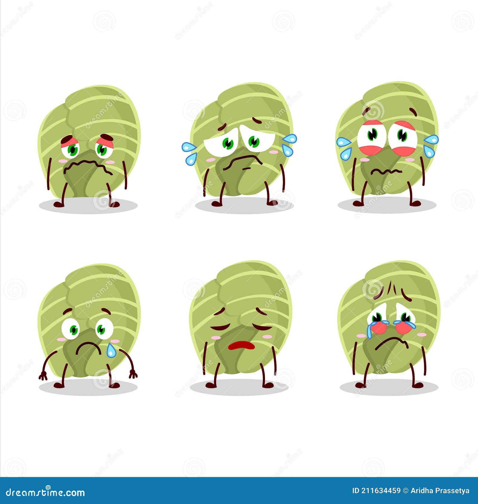 White Cabbage Cartoon Character with Sad Expression Stock Vector ...