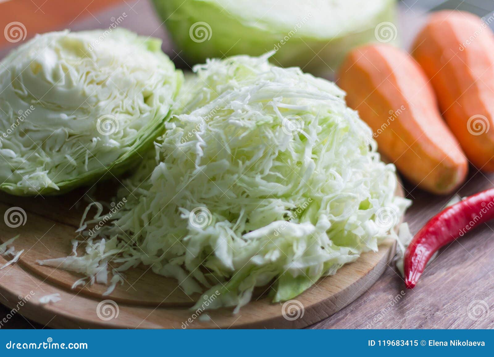 White Cabbage Cut into Strips and Carrots for Cooking Stock Image ...