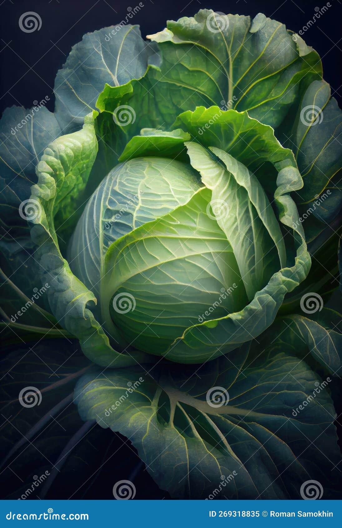 White Cabbage. Head of White Cabbage Growing in Vegetable Garden Stock ...