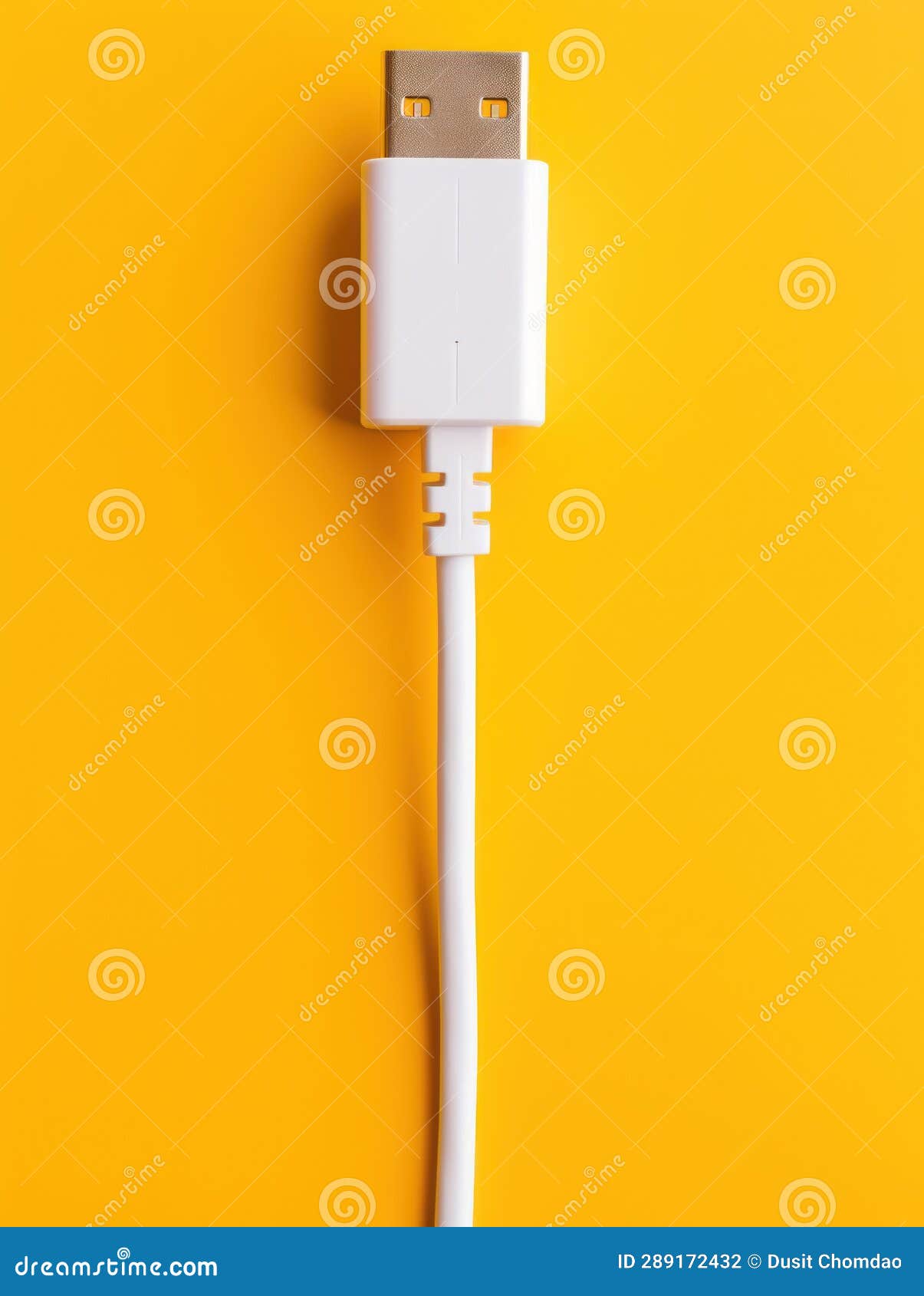 White Cable in Charge , Side View, Minimalist Style, Solid Background ...