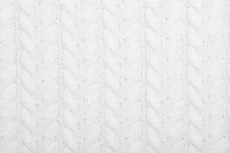 White Cable Knitting Fabric Textured Background Stock Photo - Image of ...
