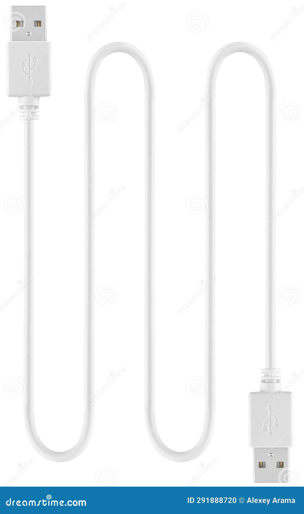 White Cable with USB Connectors, Insulated on White Background Stock ...