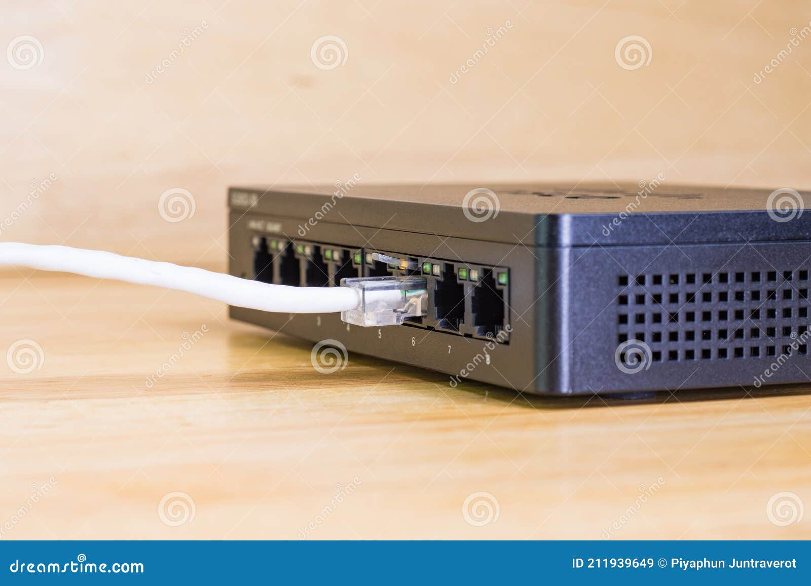 White Cables To Connect Lan Port Concept Communication Stock Image ...