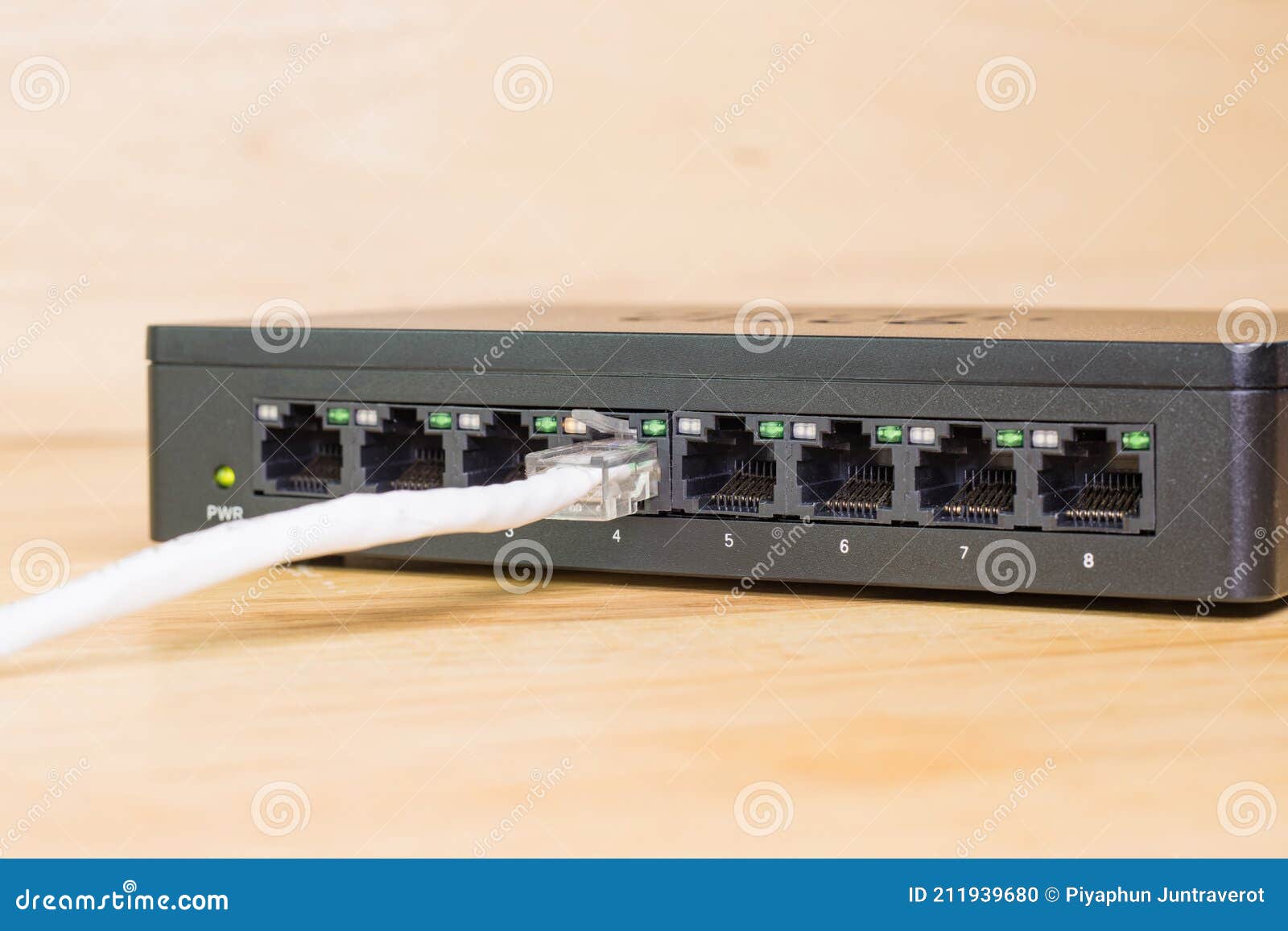 White Cables To Connect Lan Port Concept Communication Stock Photo ...