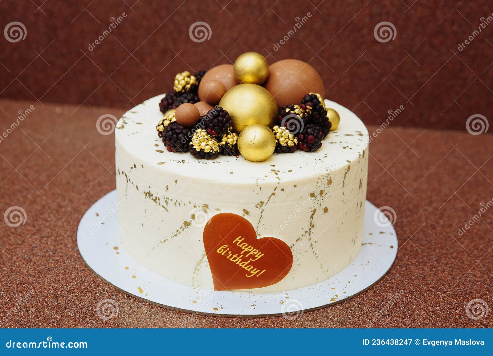 White Cake with the Inscription Happy Birthday Stock Image - Image of ...
