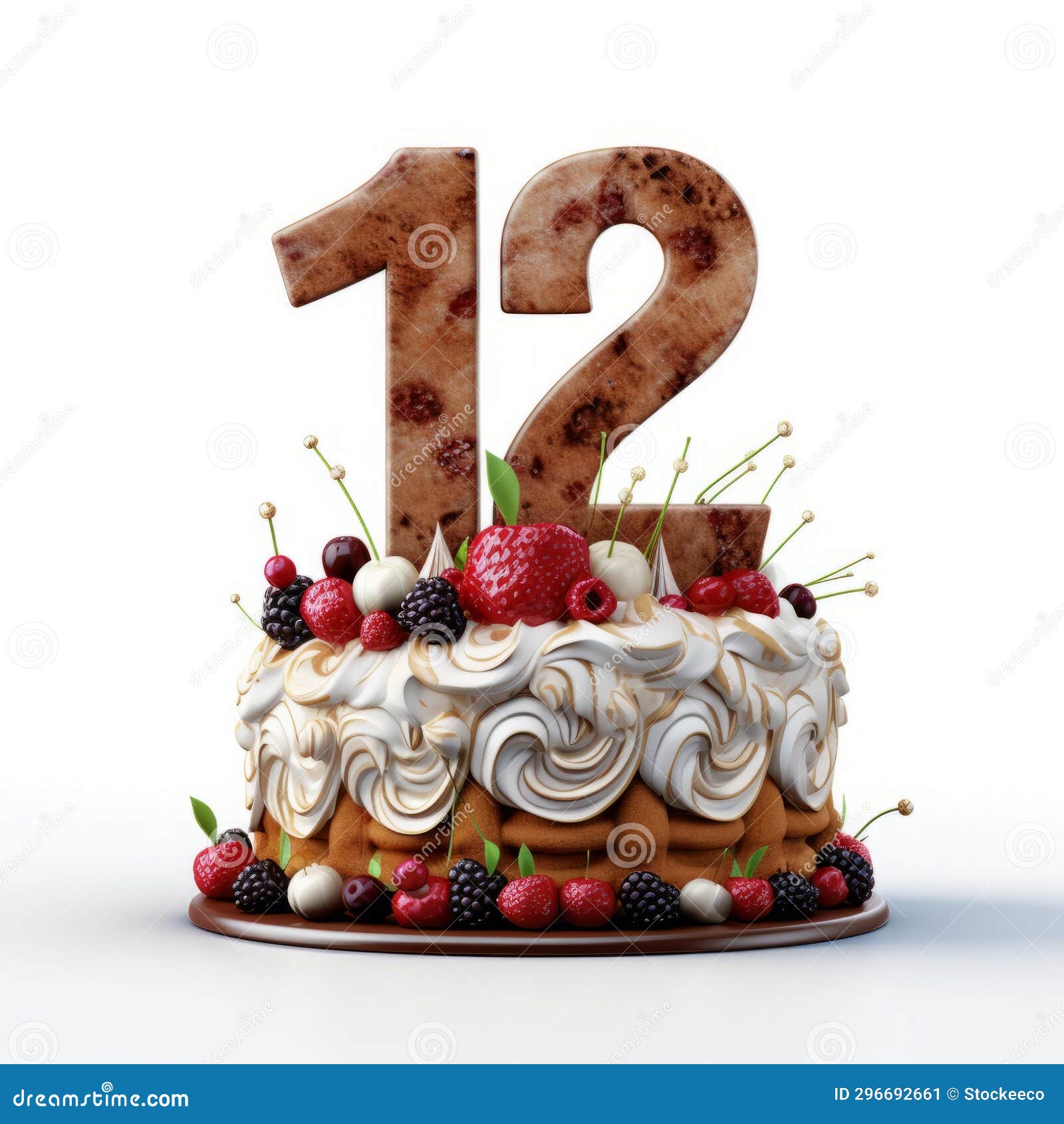 Vibrant and Detailed Number Twelve Cake for Joyful Celebrations Stock ...