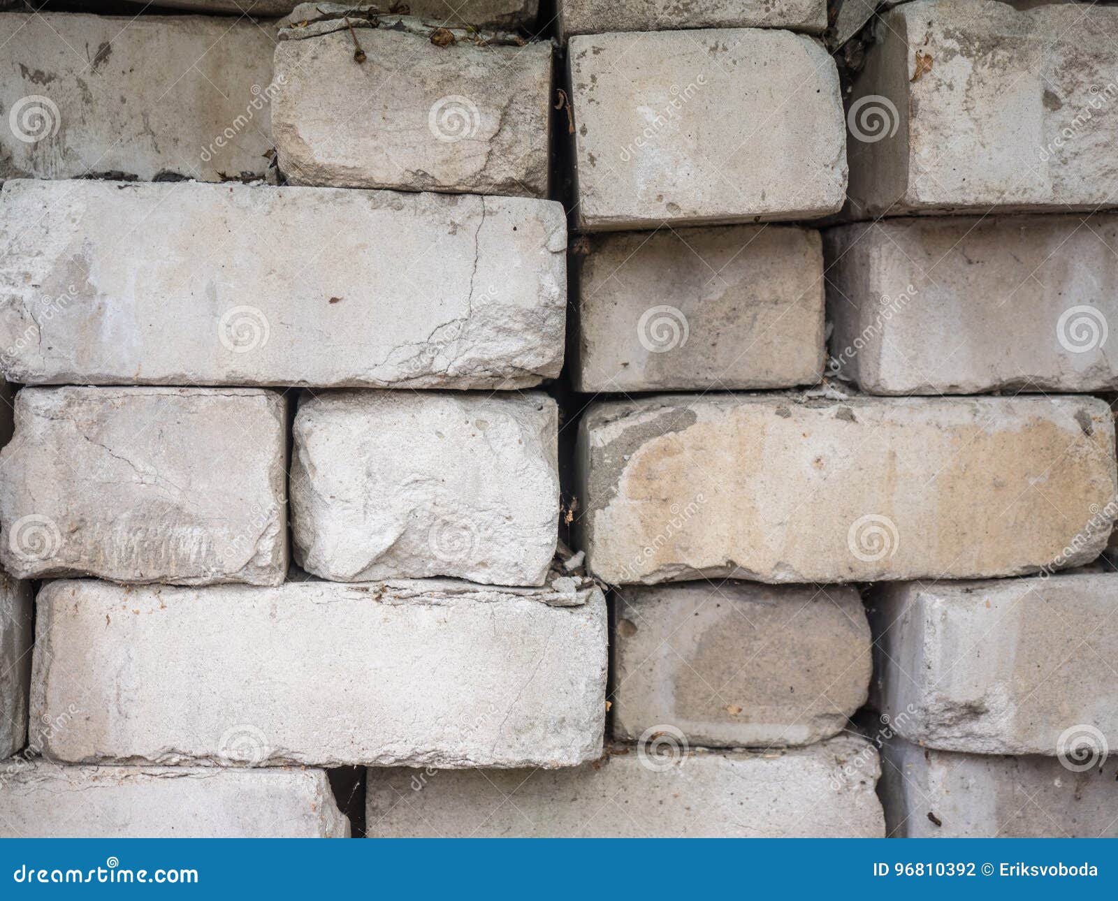 White Calcium Silicate Bricks Piled on Top of Each Other. Old, Cracked ...