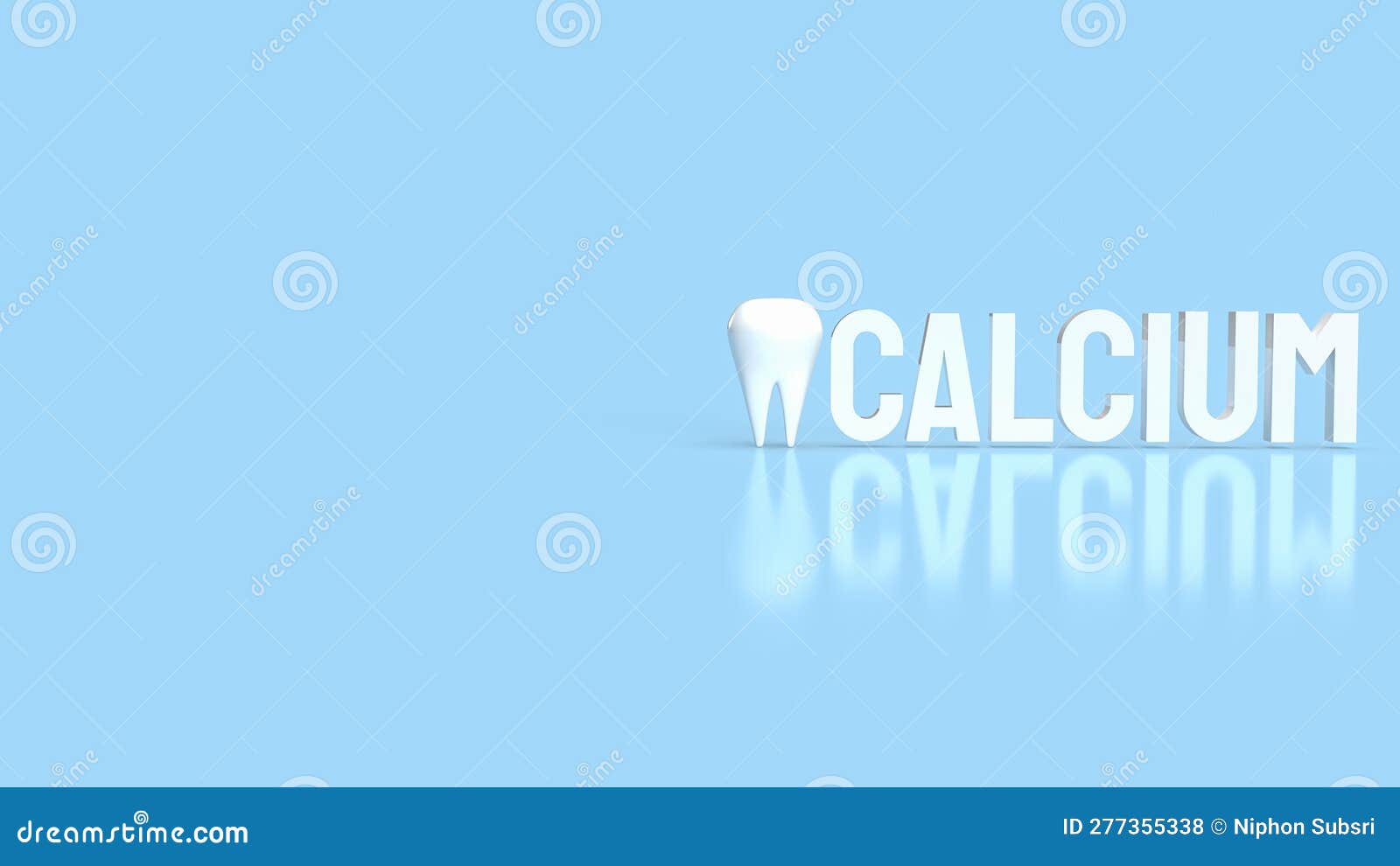 The White Calcium Text and Teeth on Blue Background 3d Rendering Stock ...