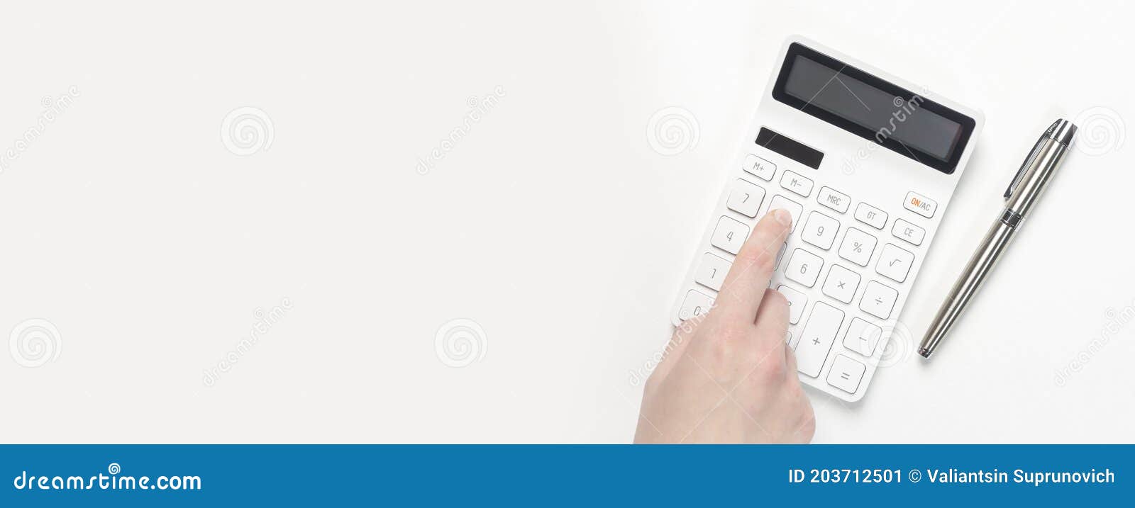 White Calculator and Copy Space on Financial Banner Stock Image - Image ...