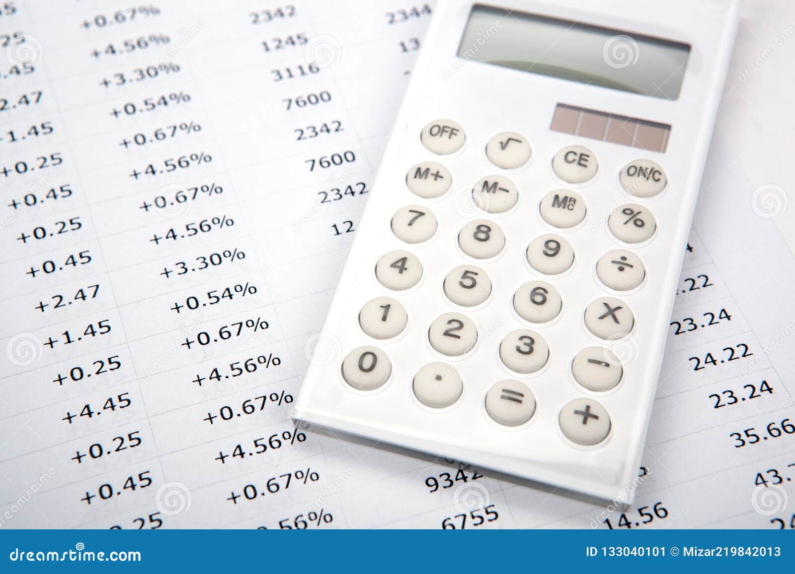 White Calculator with Numbers on a Sheet Stock Image - Image of charges ...