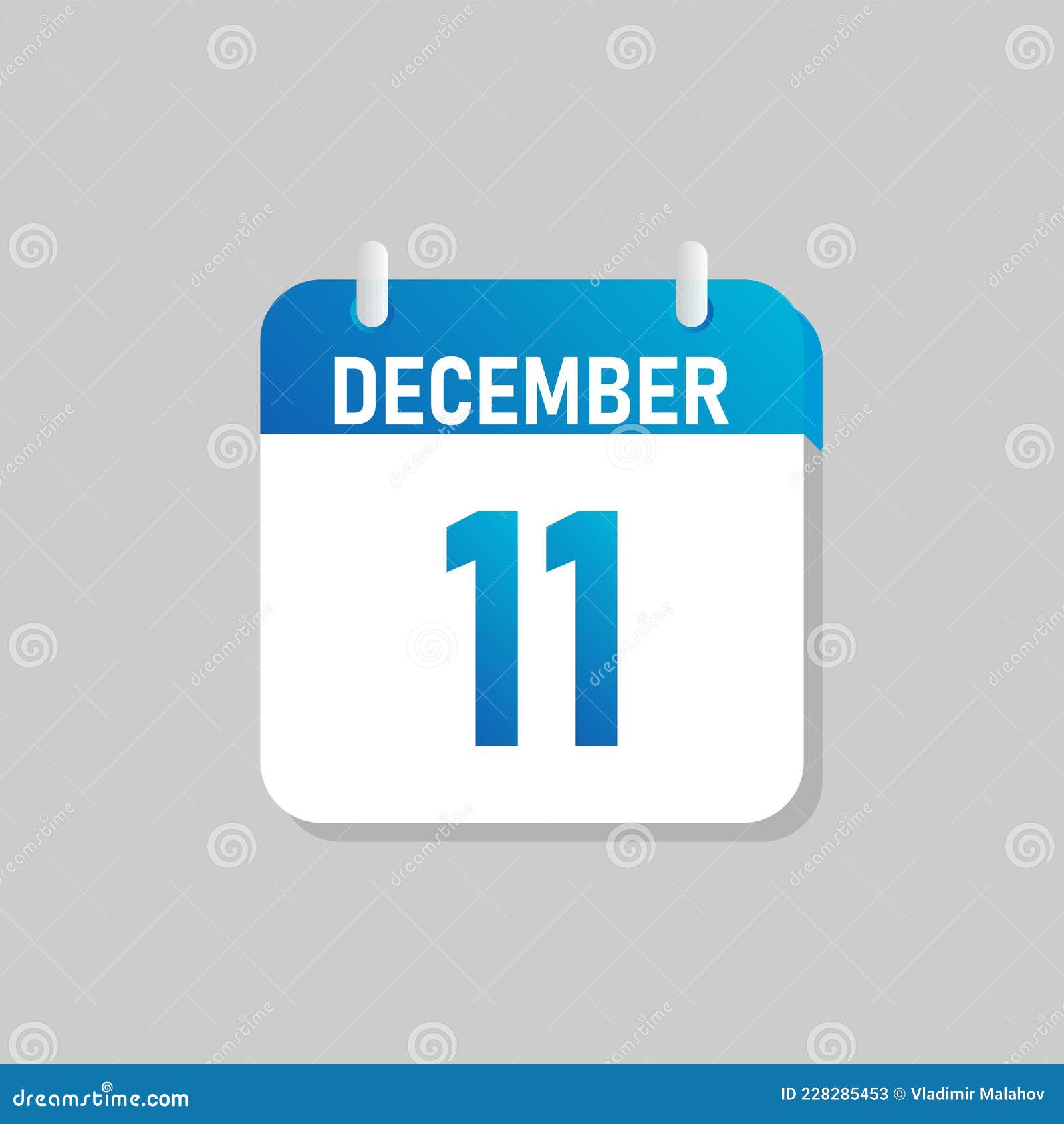 White daily Calendar Icon December in a Flat Design Style. Stock Vector ...