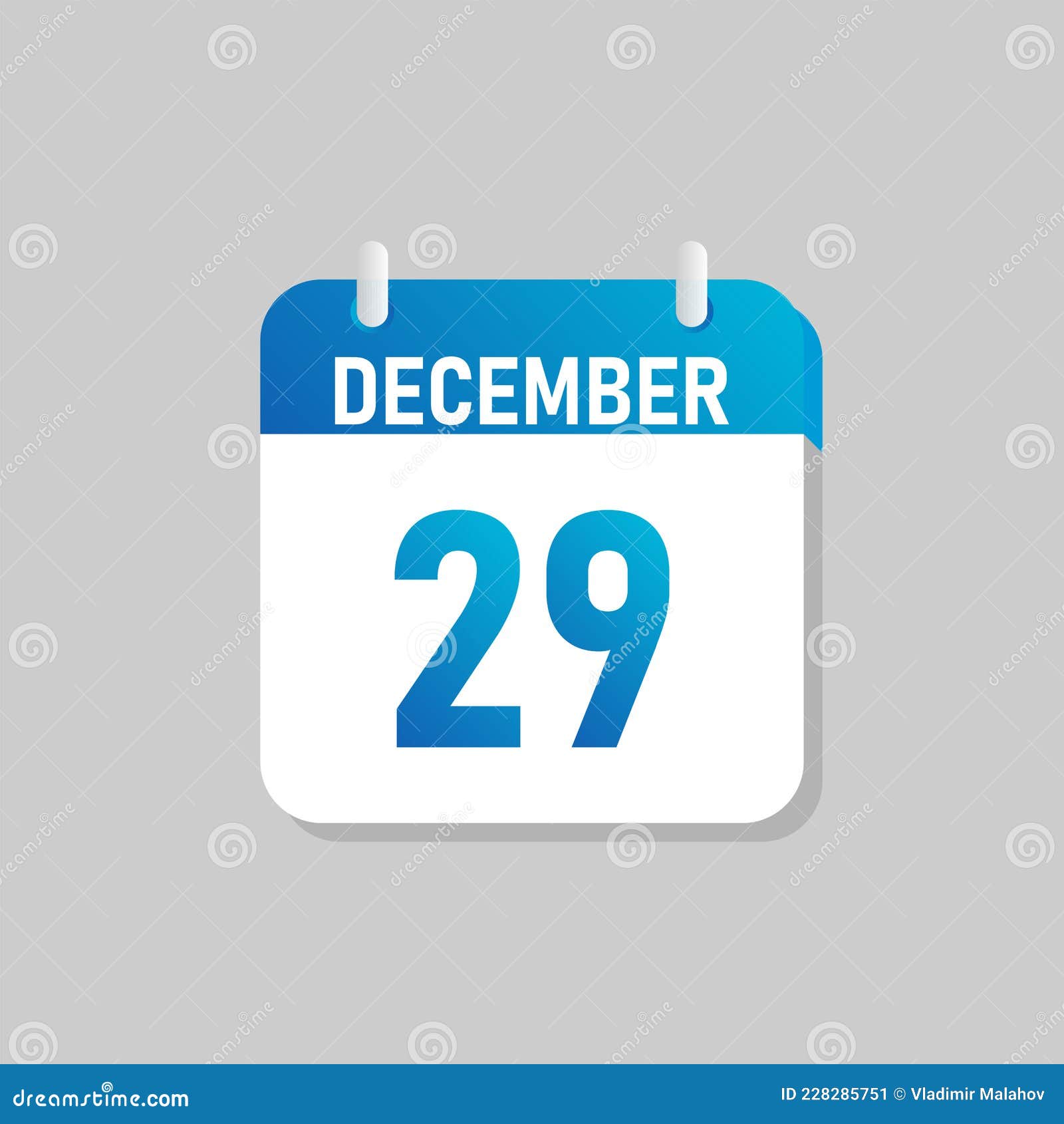 White daily Calendar Icon December in a Flat Design Style. Stock Vector ...