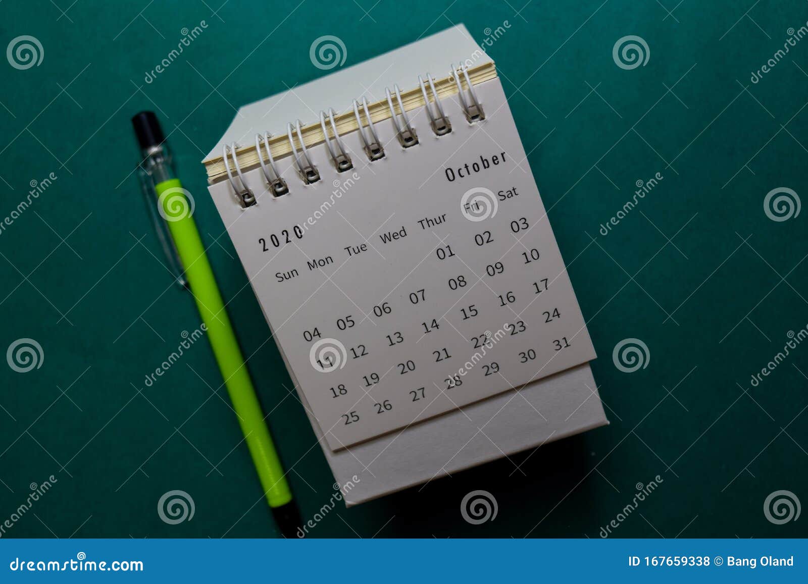 White Calendar October 2020 on Office Desk Background Stock Photo ...