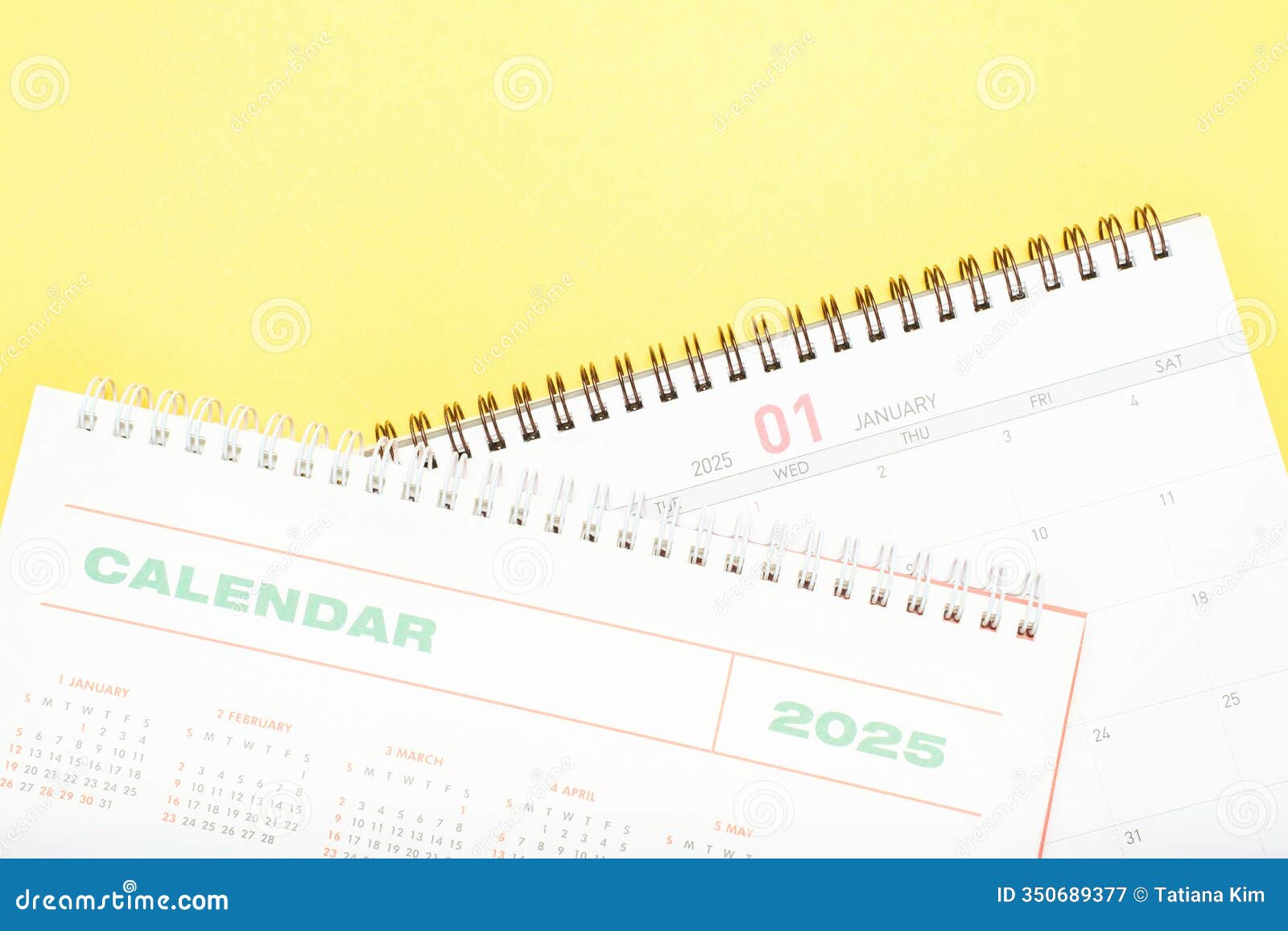 White Calendars on Yellow Background Top View Close-up, Planning ...