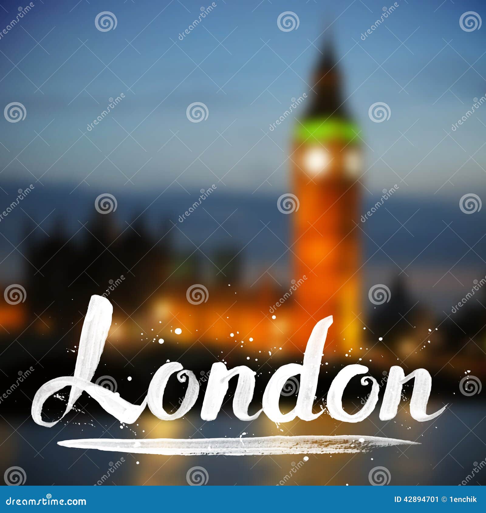 White Calligraphy London Sign on Blurred Photo Stock Vector ...