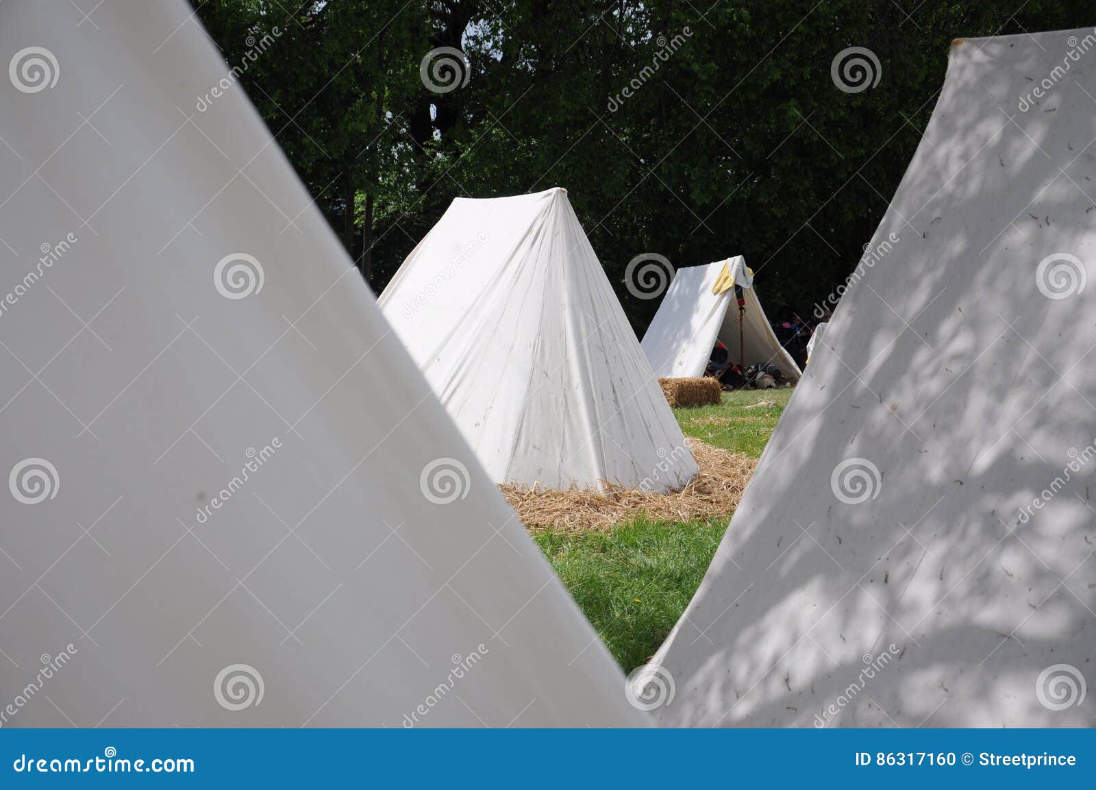 White camping tents stock photo. Image of construction - 86317160