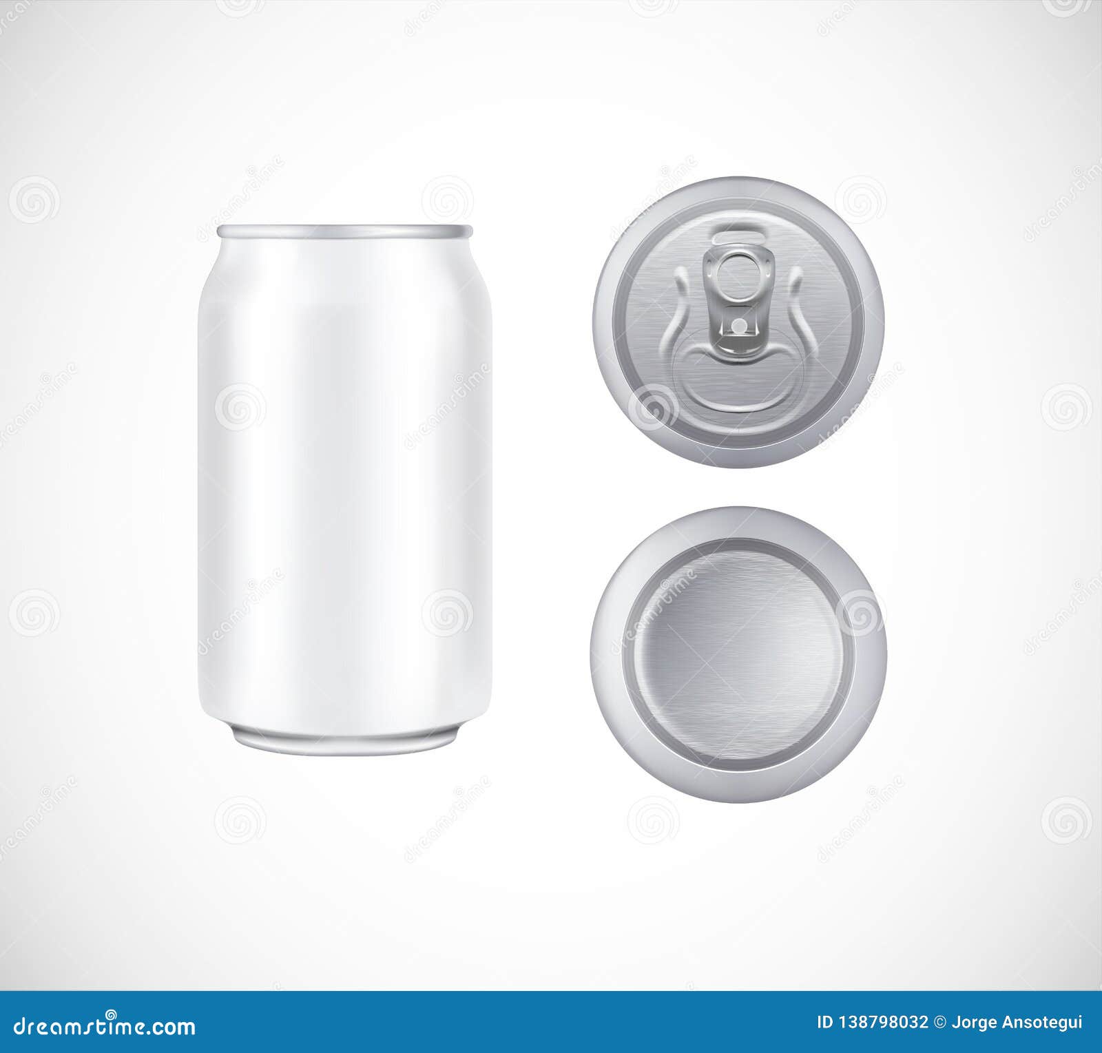 White Can Top, Front, Bottom View. Can Vector Visual 330 Ml. For Beer ...