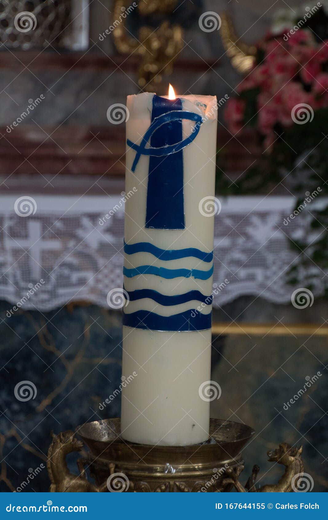 Candle with Forms of a Fish and Water Stock Image - Image of candle ...