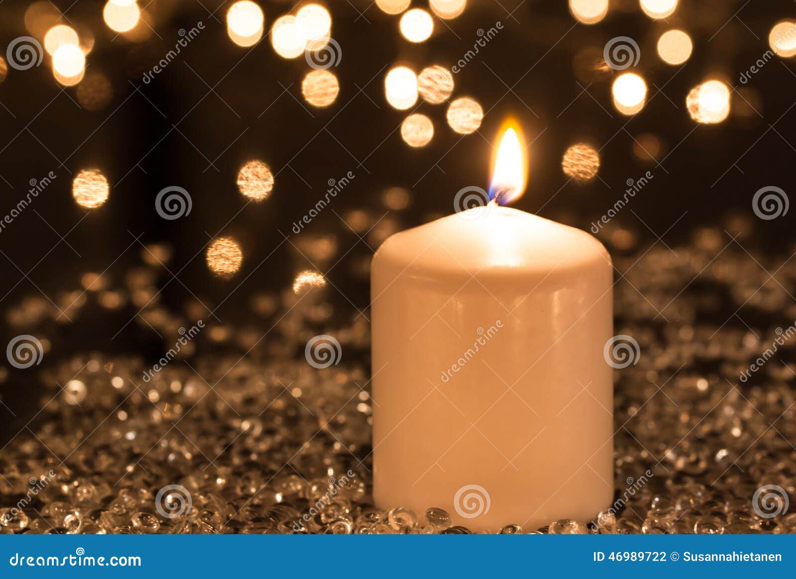 White Candle and Decoration Lights Stock Photo - Image of decorative ...